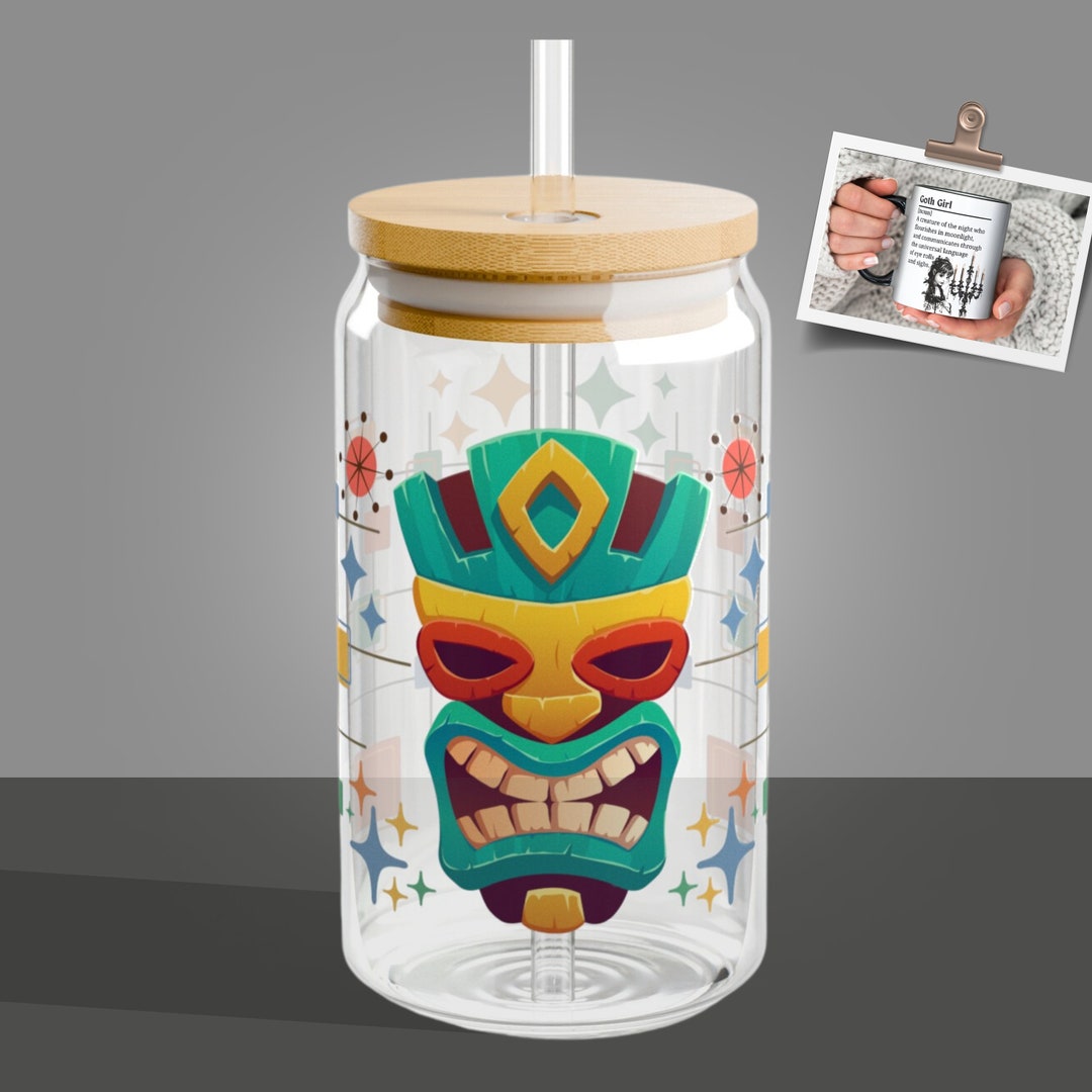 Atomic Tiki Glass Tumbler: Mid-century Modern Barware (16oz) - Etsy
