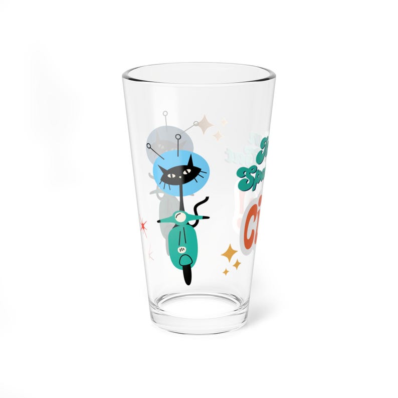 Atomic Space Cat Pint Glass: Mid Century Modern Cocktail Tumbler - Etsy