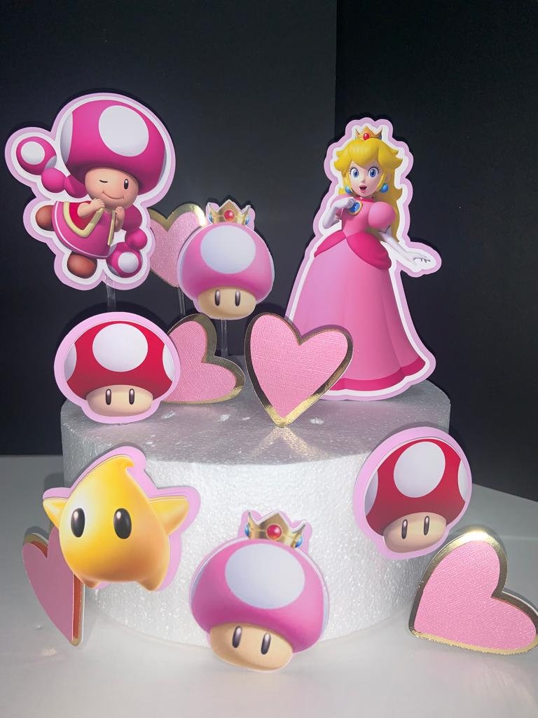 Princess Peach Cake Topper Princess Mario Bros Cake Topper - Etsy