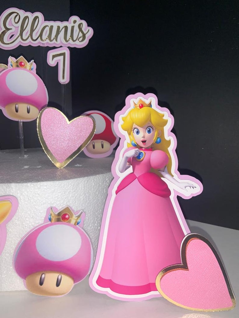 Princess Peach Cake Topper Princess Mario Bros Cake Topper - Etsy