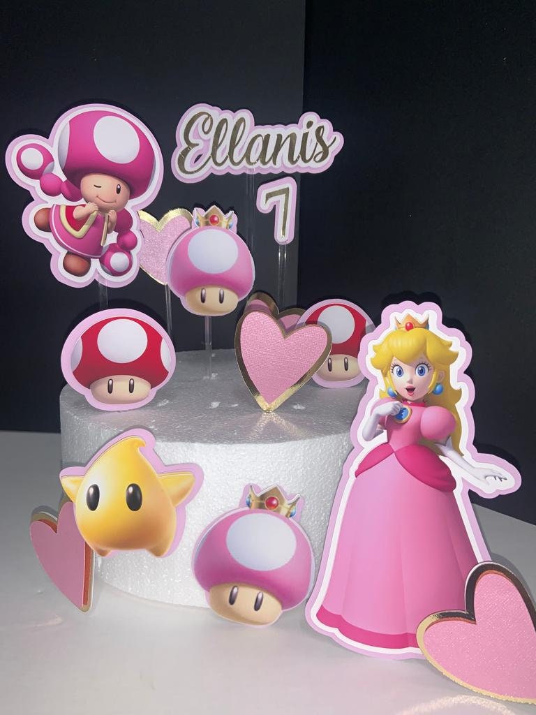 Princess Peach Cake Topper Princess Mario Bros Cake Topper - Etsy
