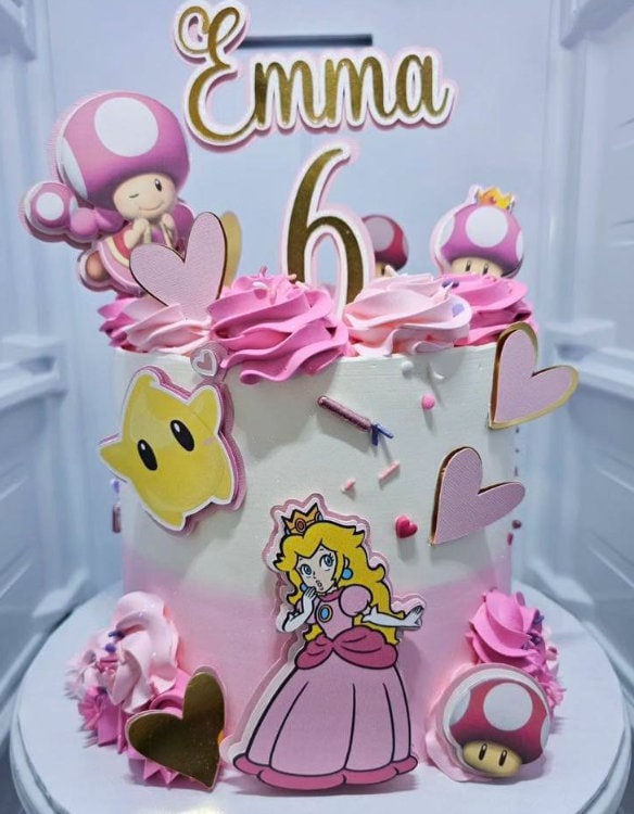 Princess Peach Cake Topper Princess Mario Bros Cake Topper - Etsy