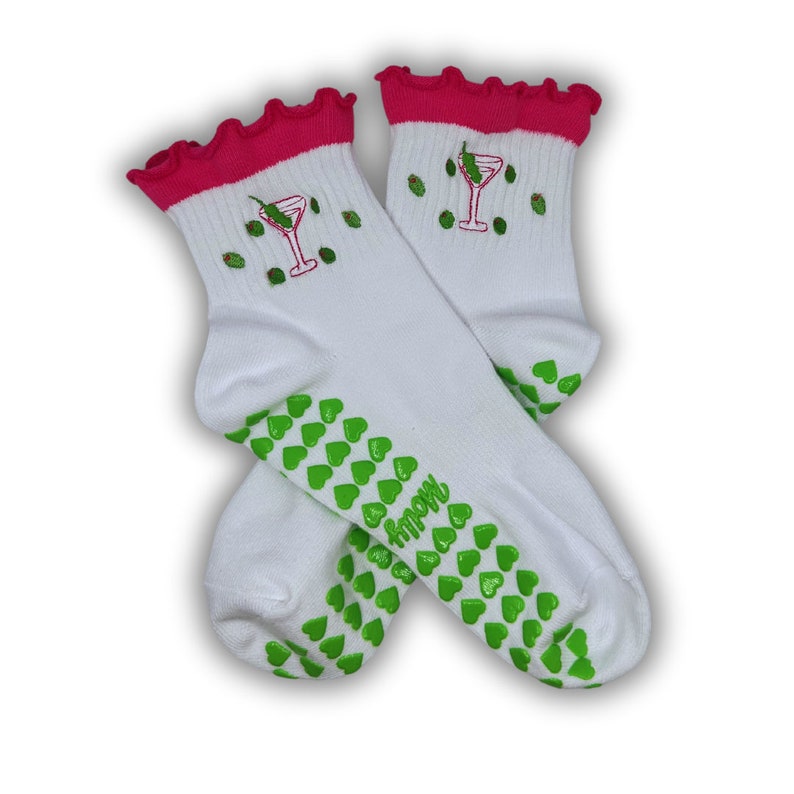 Martini and Olive Themed Dirty Martini Grip Sock for Pilates, Barre ...