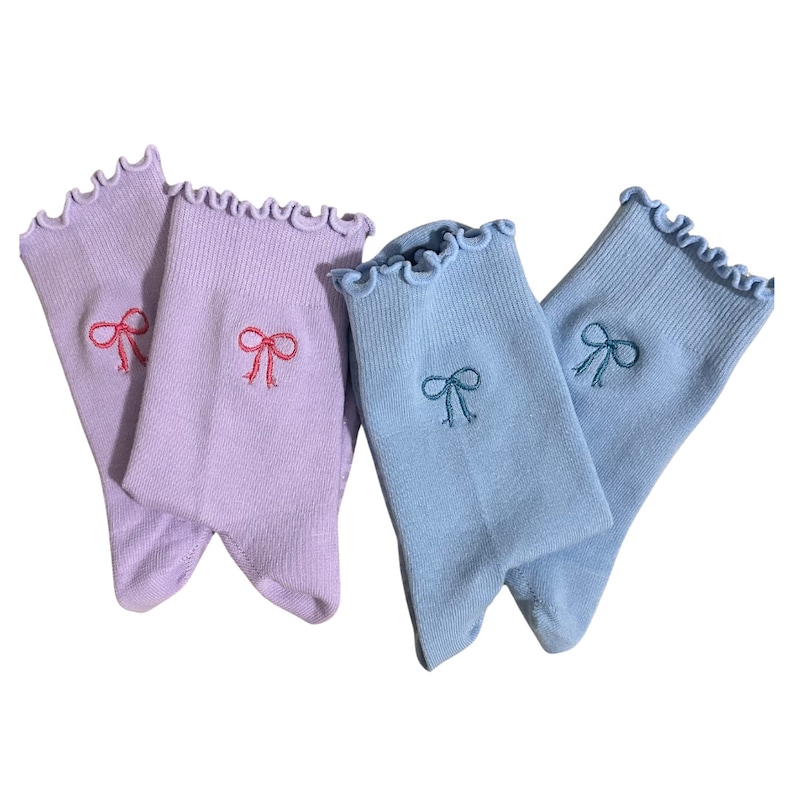 Custom Embroidered Bow Non Slip Grip Socks for Pilates, Yoga, Barre or ...