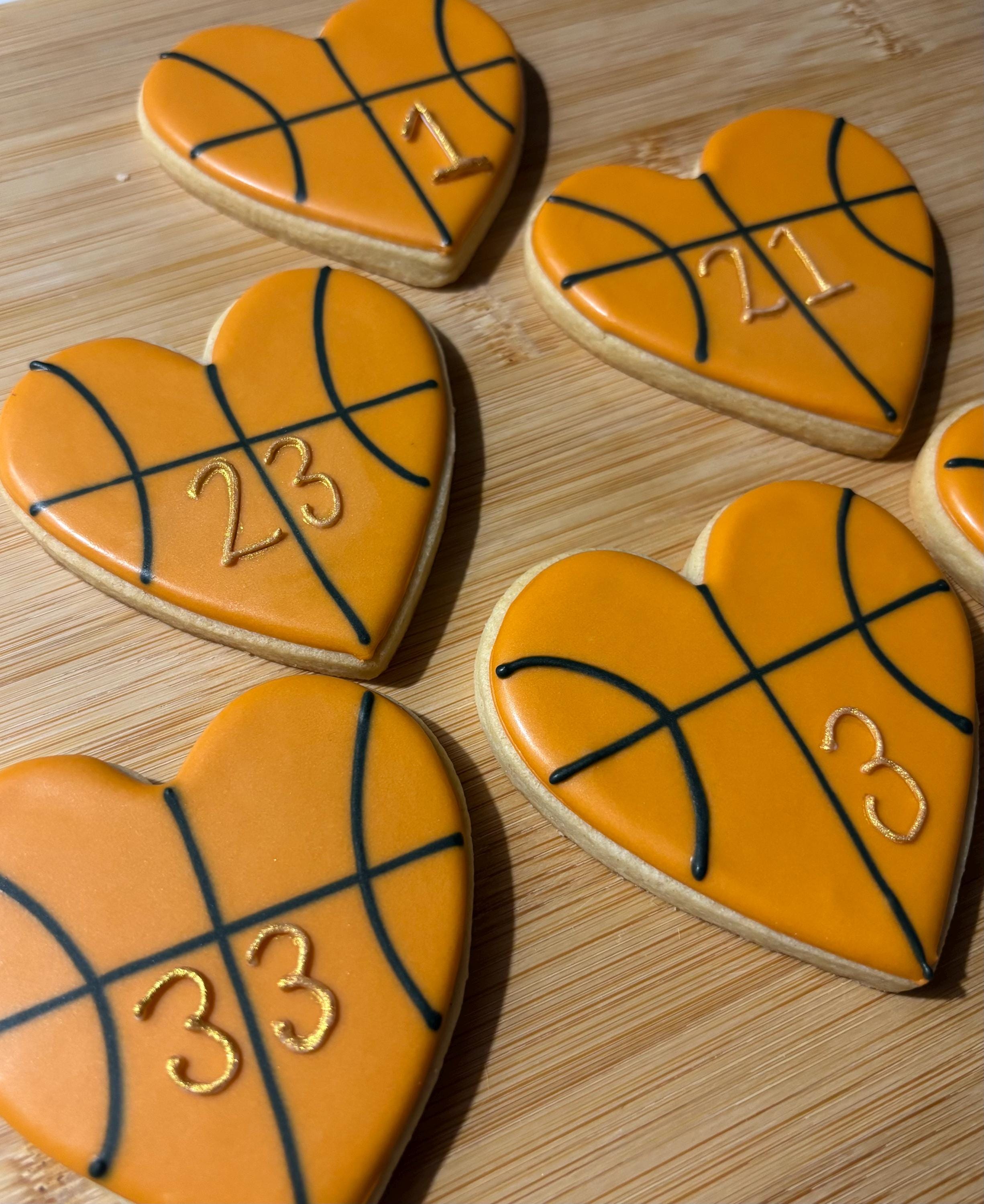 Basketball Heart Decorated Sugar Cookies, 1 Dozen - Etsy