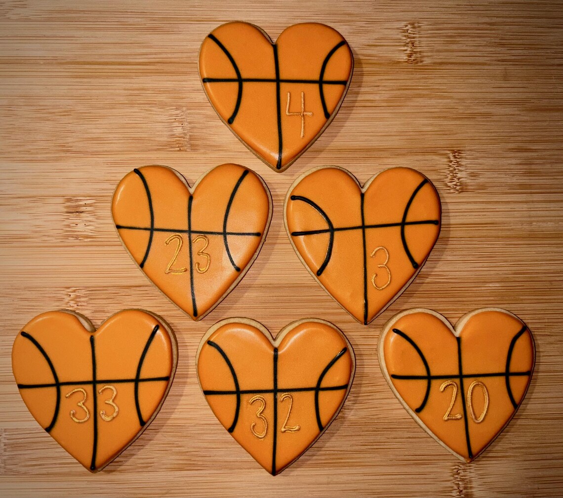 Basketball Heart Decorated Sugar Cookies, 1 Dozen - Etsy
