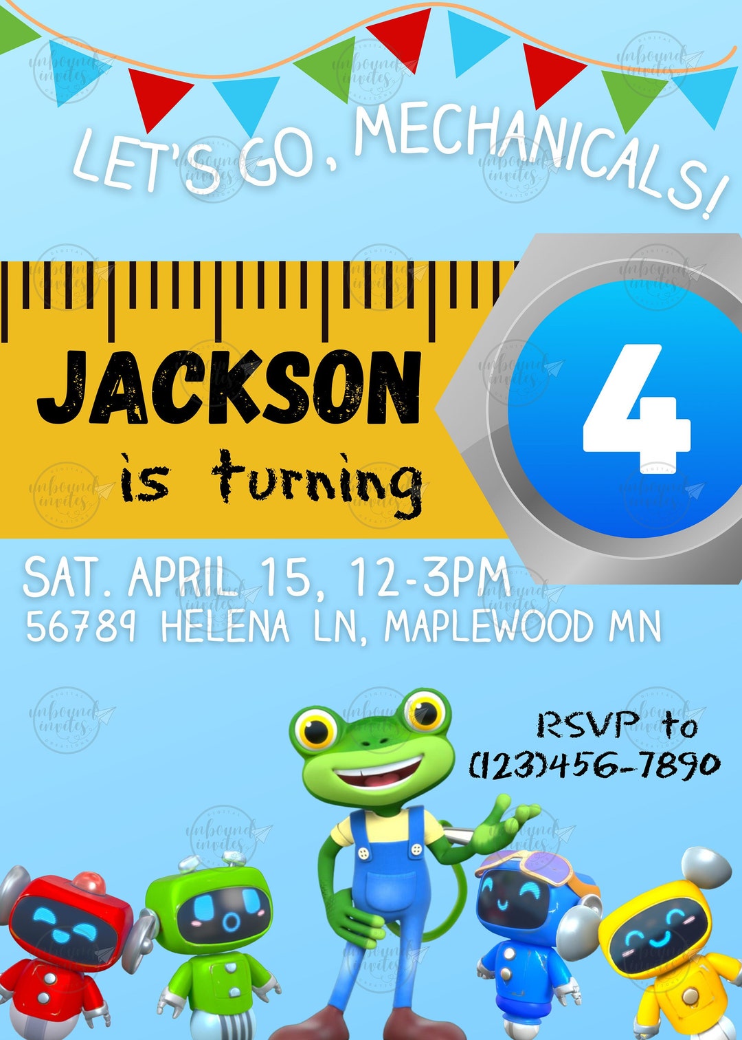 Gecko's Garage Birthday Invitation tools - Etsy