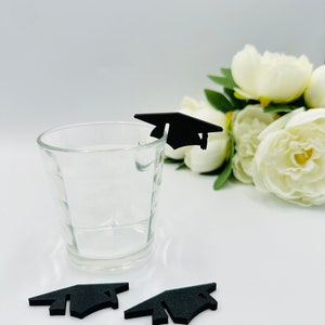 20 Grad Cap Glass Toppers Graduation Party Drink Tags for Class of 2025 ...