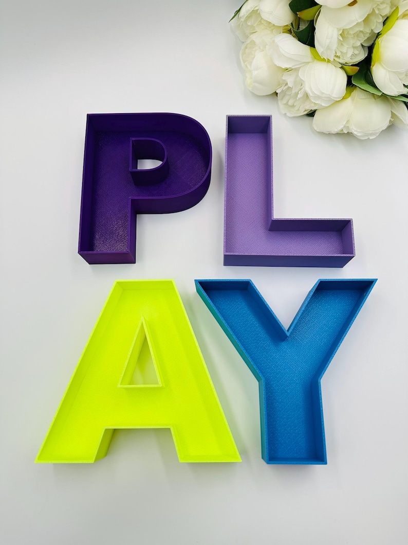 6,5" Hollow Fillable Letter Freestanding Empty Letter Box Self Standing ...