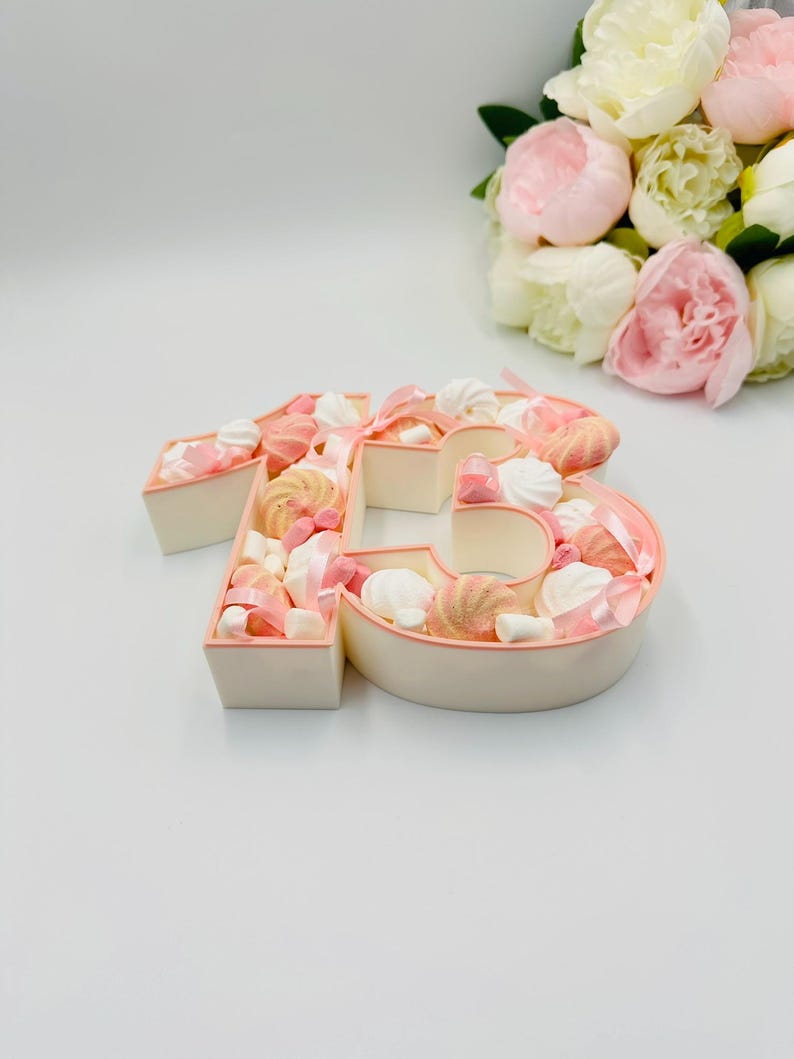 Fillable Joint Number Box 6,5'' Tray for Sweet 16 Birthday Numbers ...