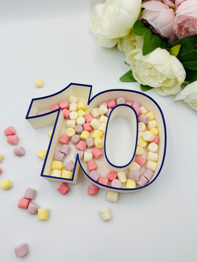 Fillable Joint Numbers 6,5'' Letters Shape Tray Birthday Number Box for ...