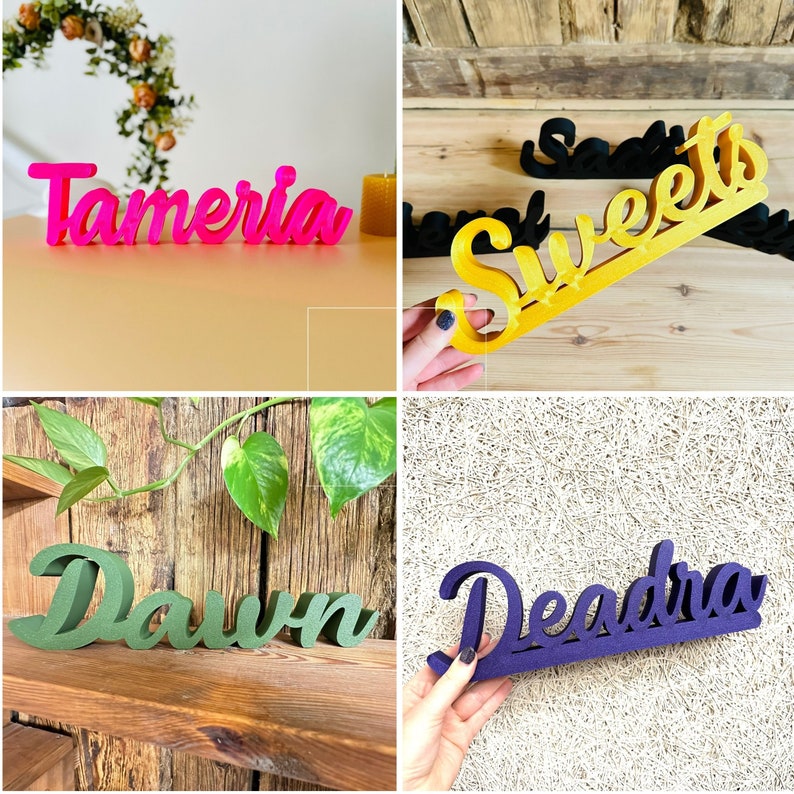 4pcs Custom Name Signs Freestanding Sign for Table Personalized Name ...
