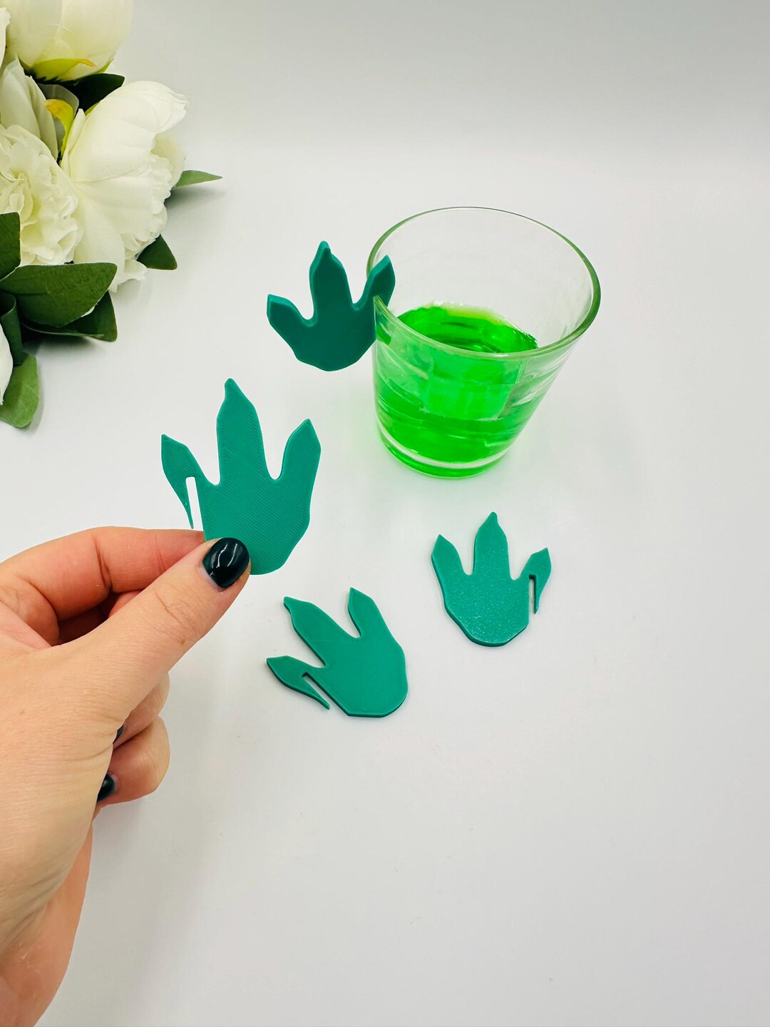30pcs Dinosaur Footprint Glass Toppers Jurassic Birthday Party Drink ...