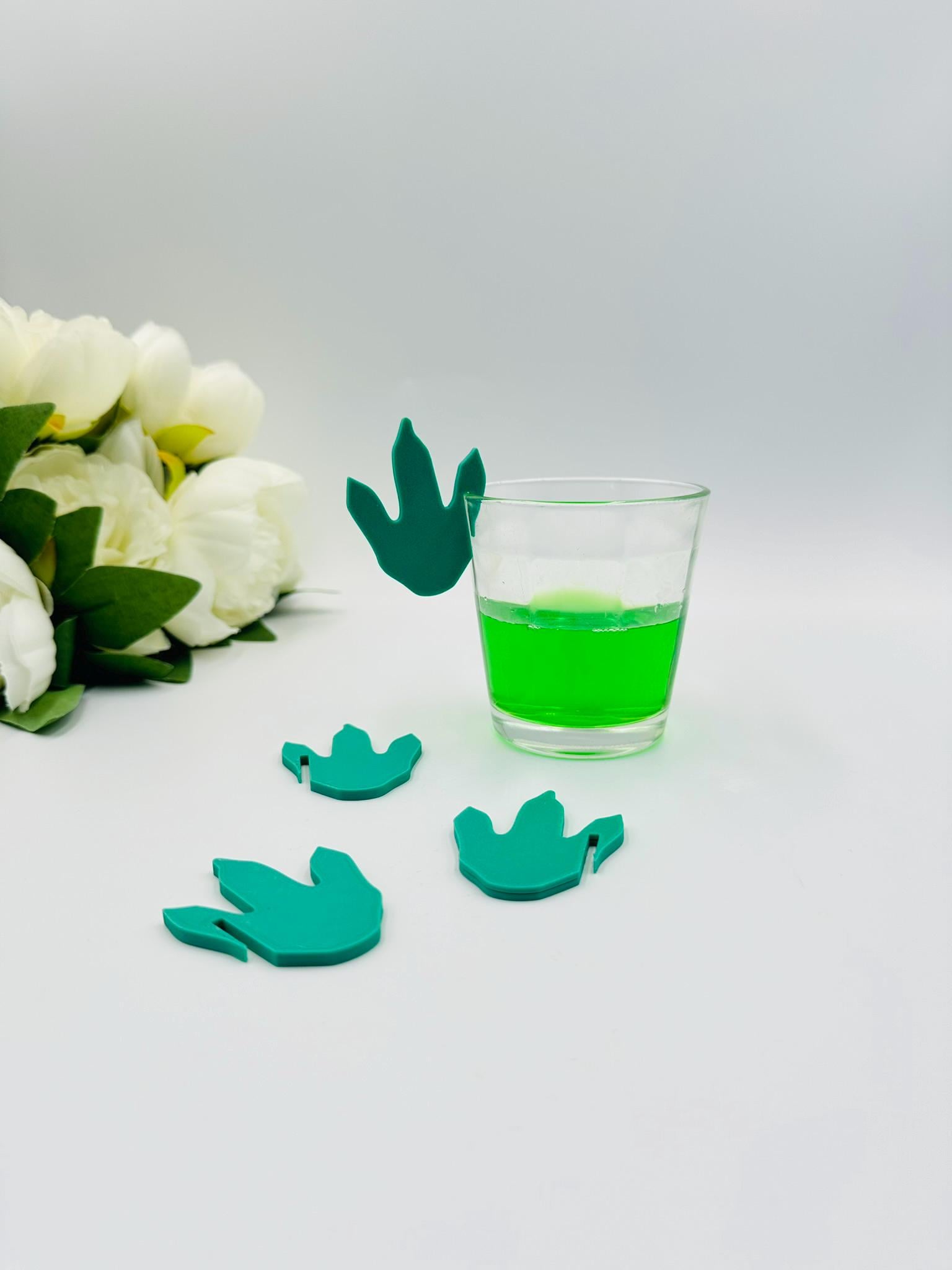 30pcs Dinosaur Footprint Glass Toppers Jurassic Birthday Party Drink ...