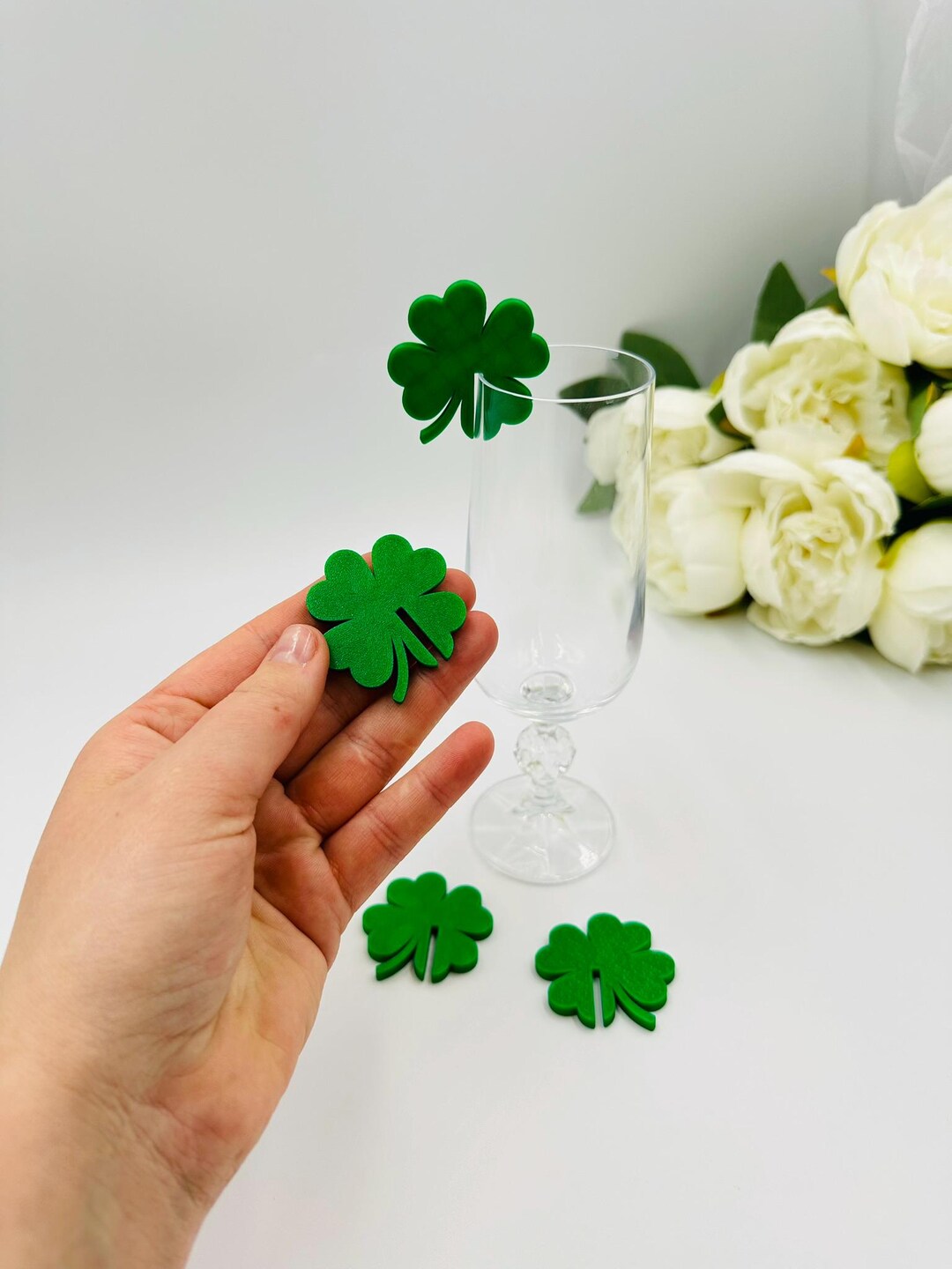 100 Shamrock Leaf Glass Toppers St. Patrick's Day Party Drink Markers ...