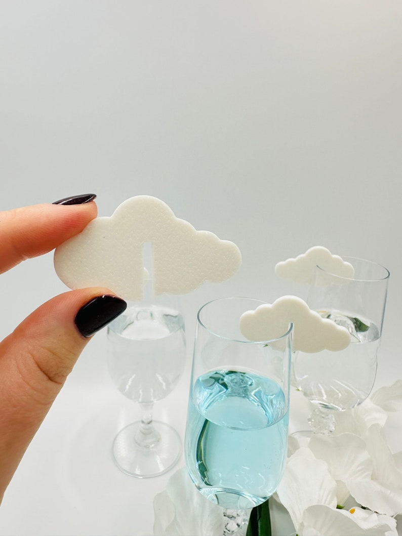 10 Cloud Shape Glass Toppers Cloud Party Drink Tags for Guests Cloud ...