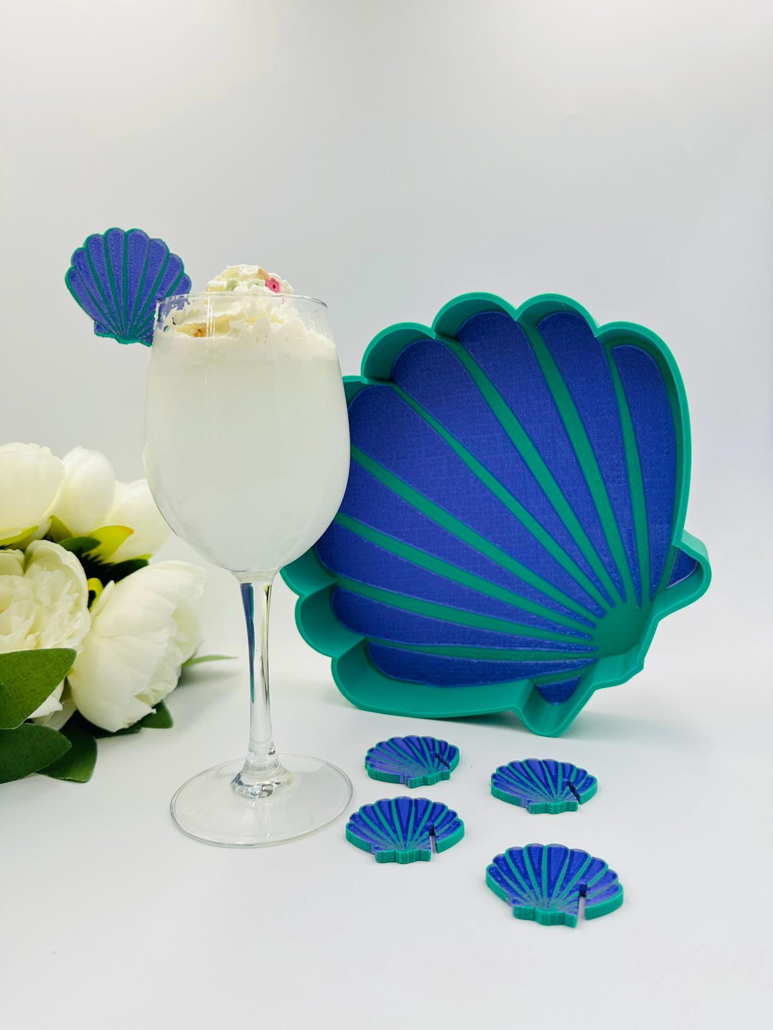 Sea Shell Tray With Drink Tags Mermaid Party Decors Beach Bridal Shower ...