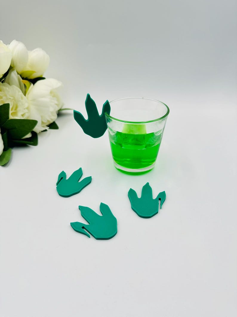 30pcs Dinosaur Footprint Glass Toppers Jurassic Birthday Party Drink ...