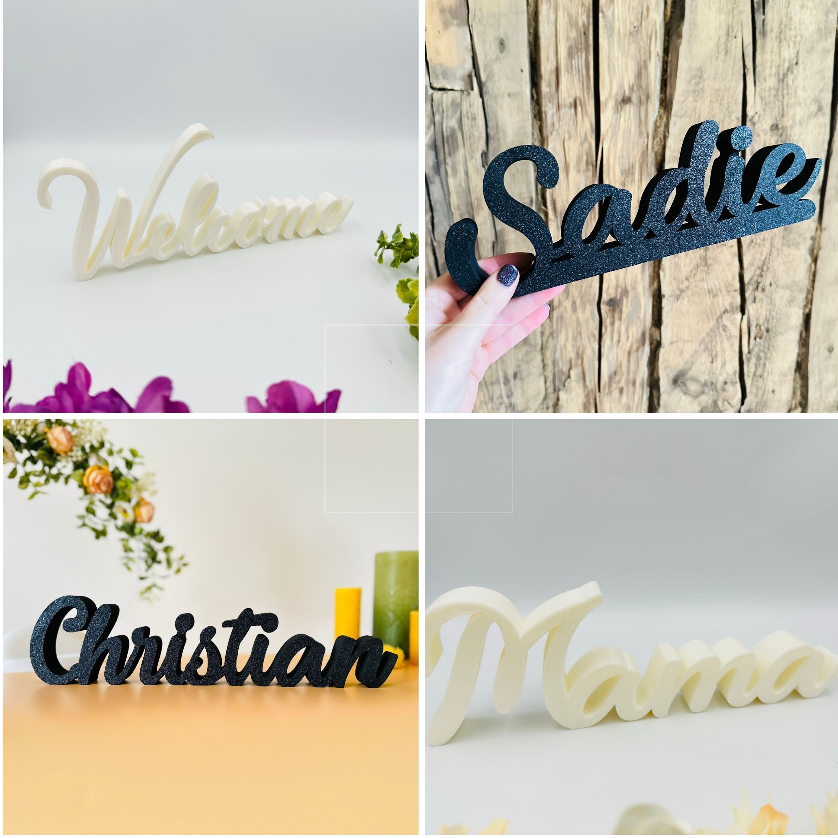 Freestanding Name Sign for Table, Personalized Name Plate for Desk ...