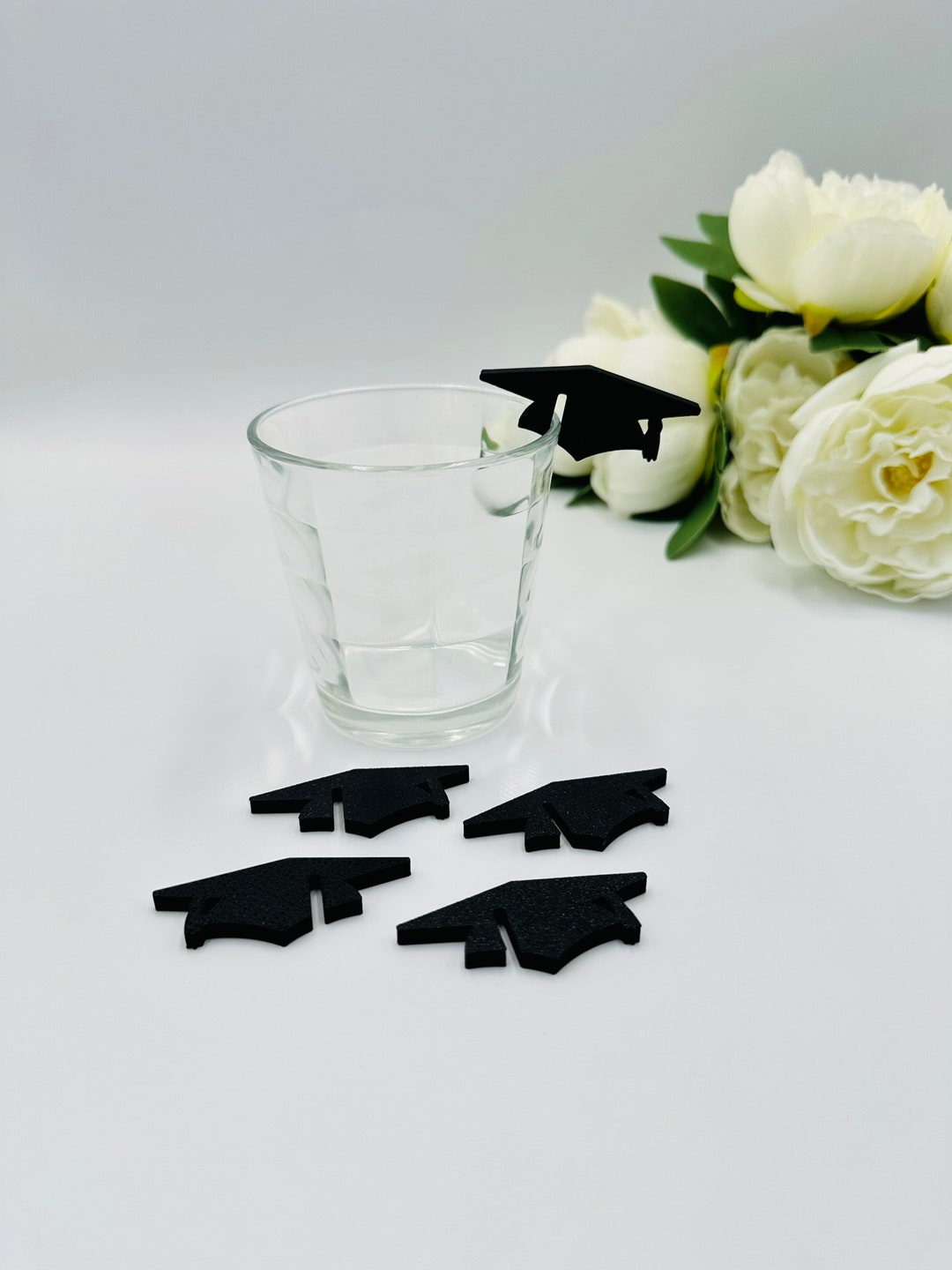 10 Grad Cap Glass Toppers Graduation Party Drink Tags for Class of 2024 ...