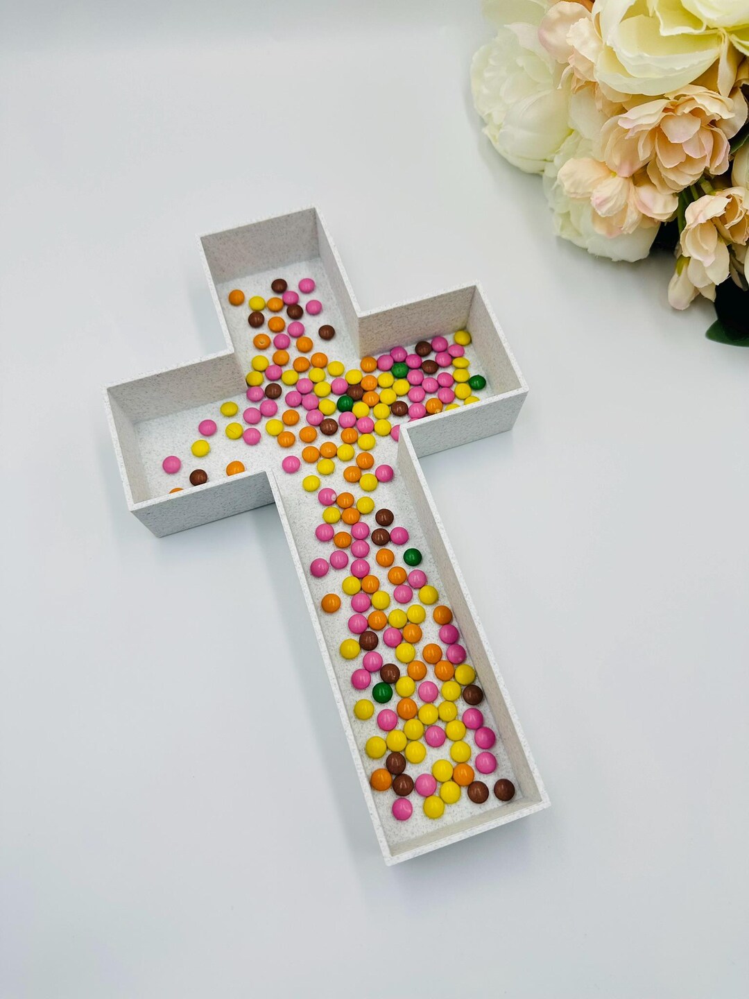 Christian Cross Shape Fillable Tray: Baptism Table Decor, Church ...