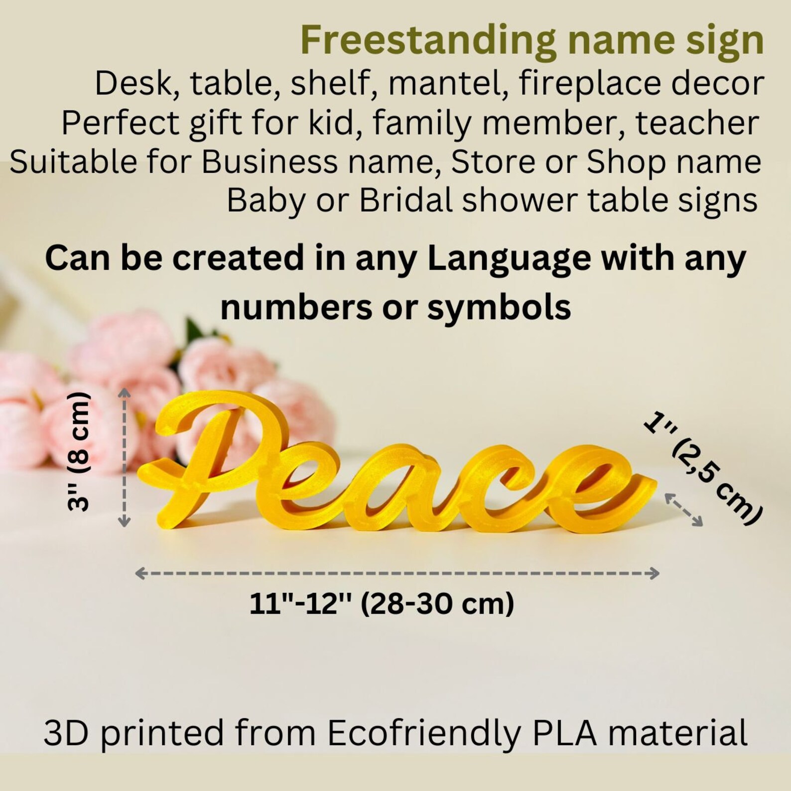 Custom Freestanding Table Sign With Name, Family Name Décor for ...