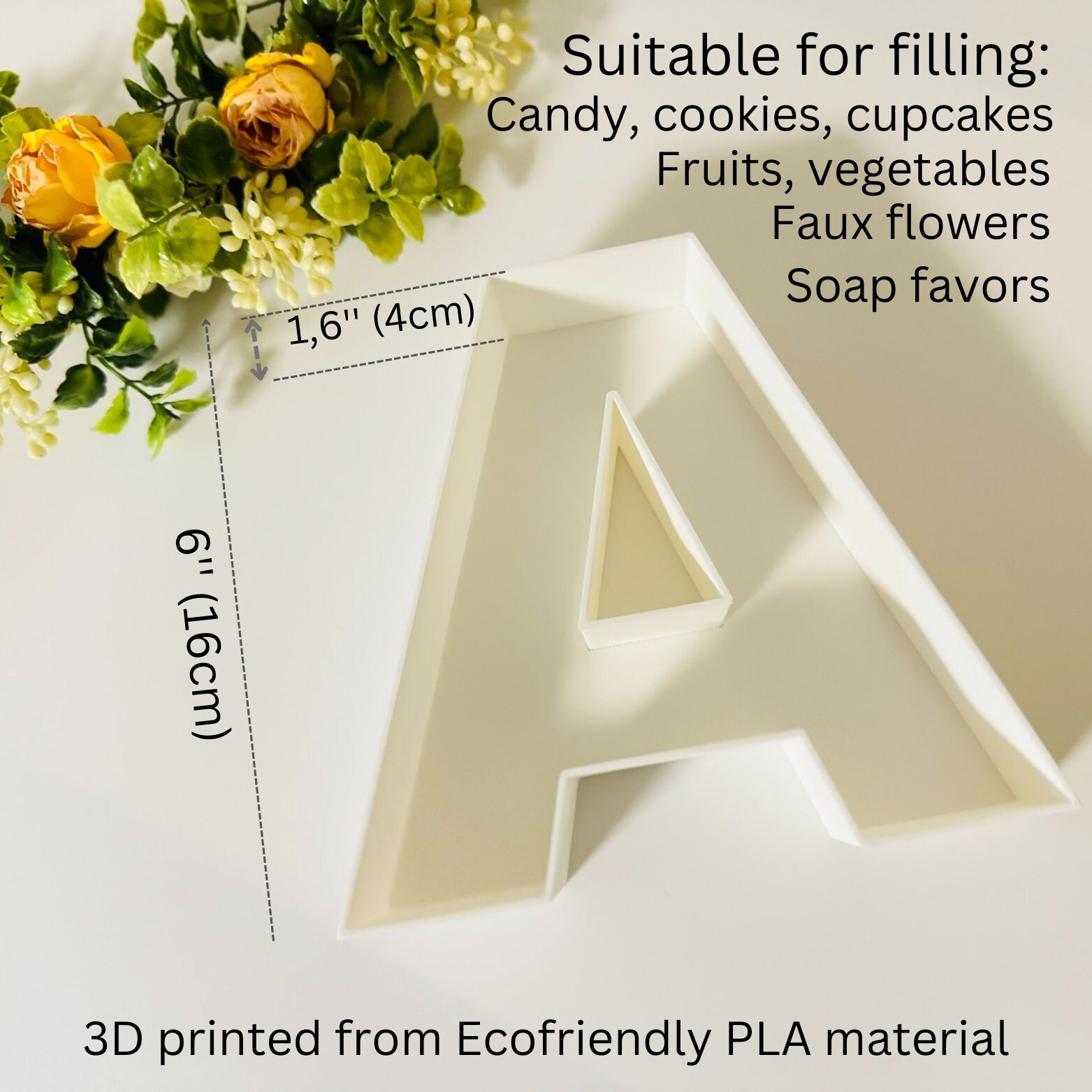 6,5 Hollow Fillable Letter Freestanding Empty Letter Box Self Standing ...