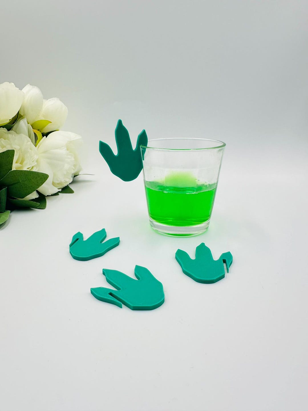 20pcs Dinosaur Footprint Glass Toppers Jurassic Birthday Party Drink ...