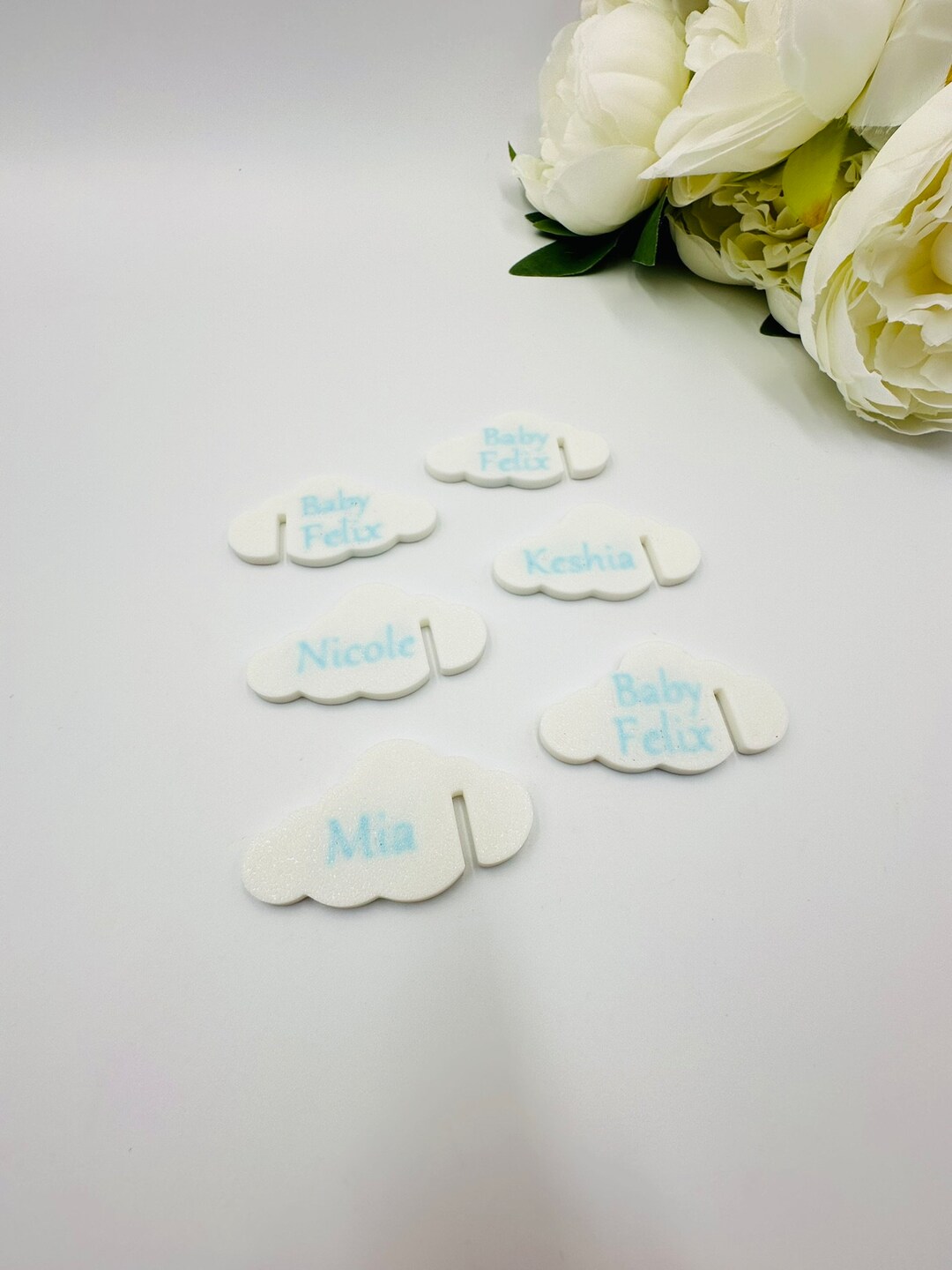 20pcs Custom Cloud Glass Toppers on Cloud 9 Baby Boy Shower Party Cloud ...