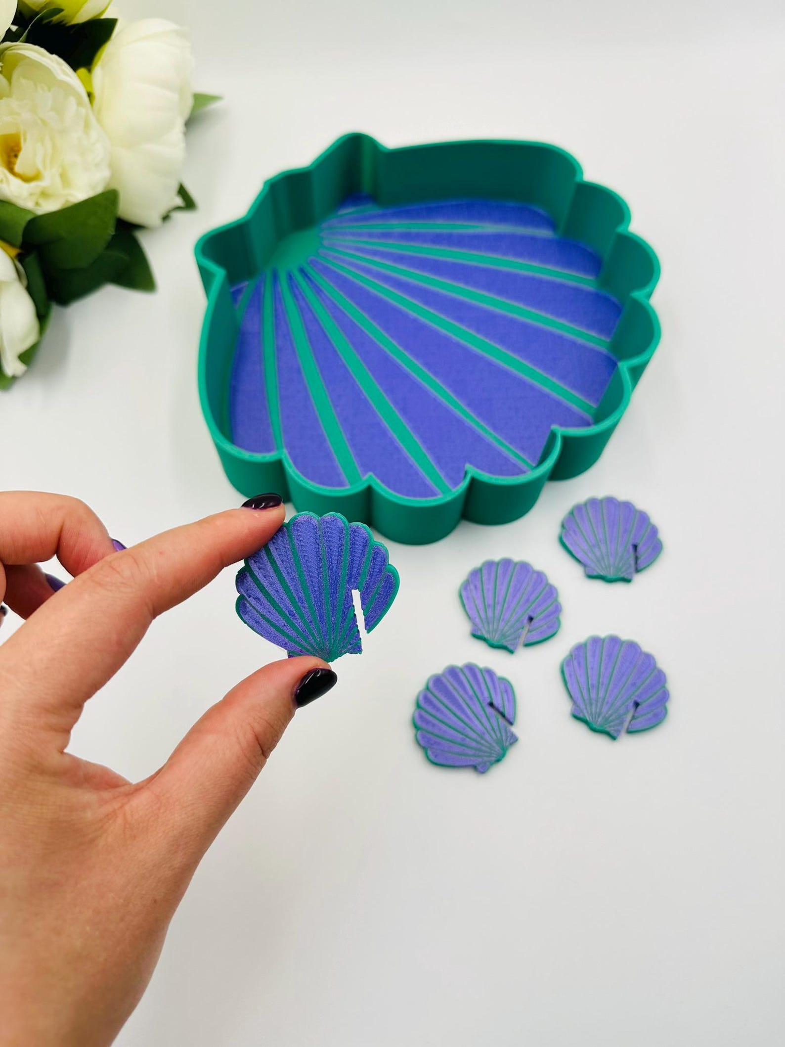 20pcs Sea Shell Glass Toppers Mermaid Baby Shower Party Drink Markers ...
