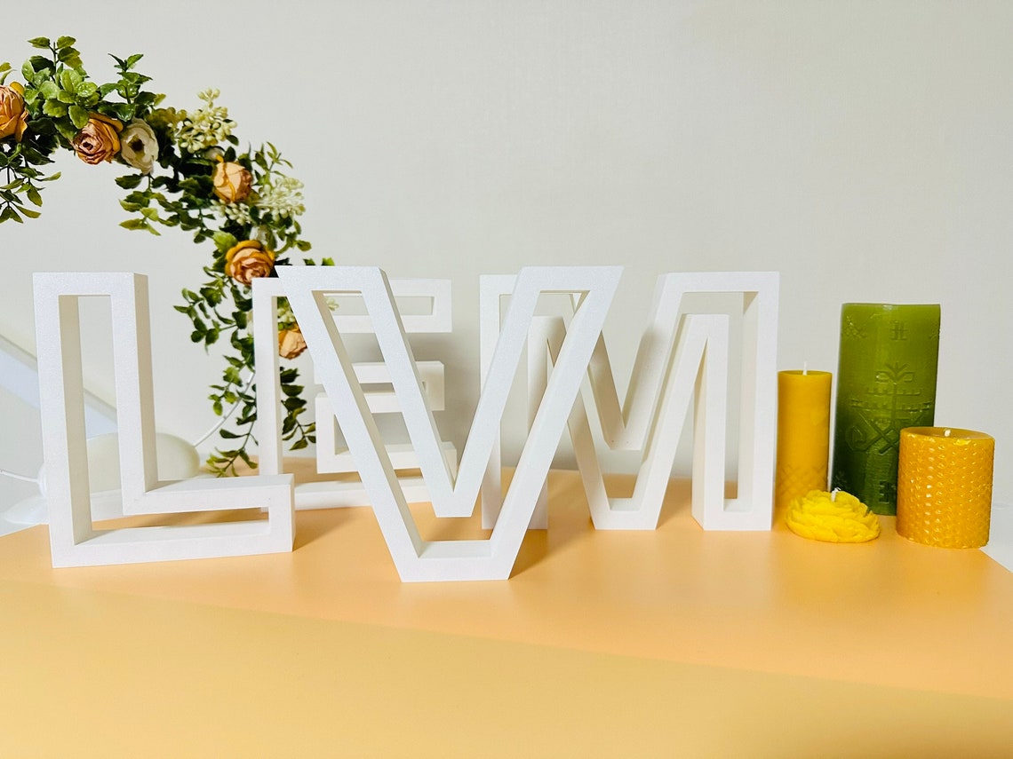Freestanding Letters for Newlyweds Table Sign, Couples Initials Gift ...