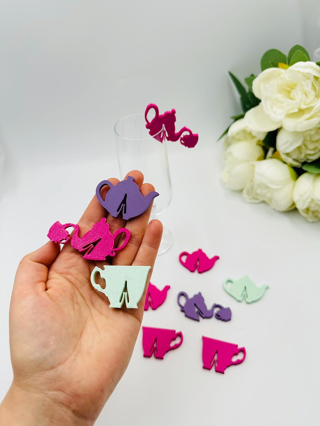 20pcs Teapot Drink Toppers Princess Par-tea Glass Markers Magic Tea Cup ...