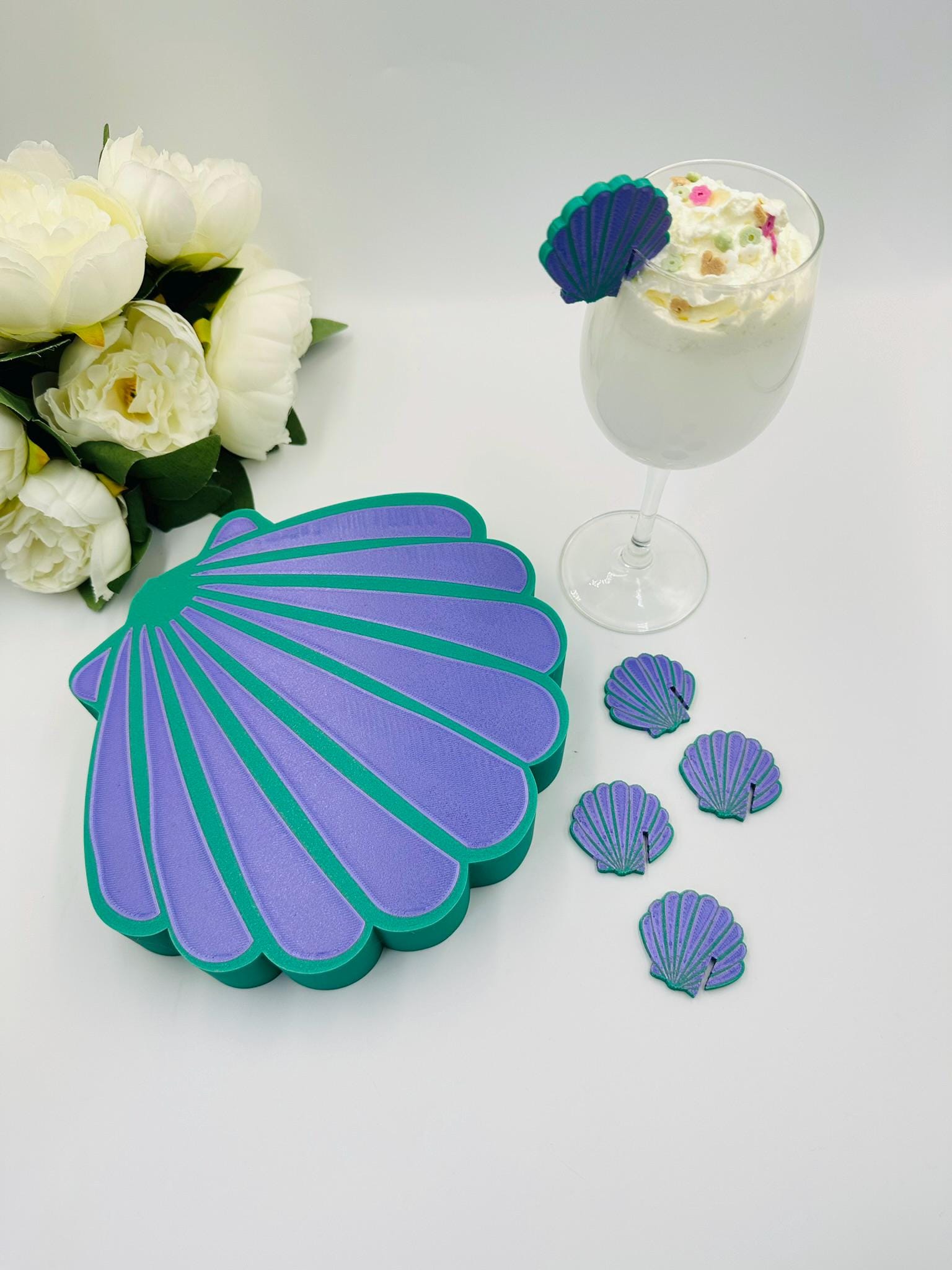 Sea Shell Tray With Drink Tags Mermaid Party Decors Beach Bridal Shower ...