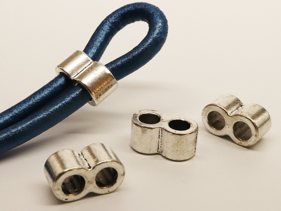 10 Double Strand Sliders for 5mm Round Leather Cord Plated Zamak With ...