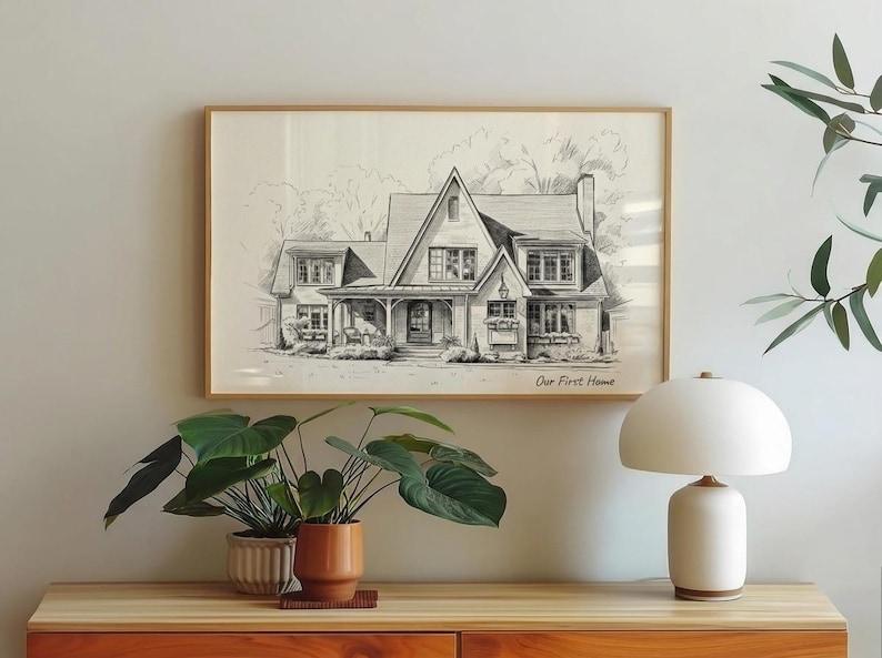 Custom House Portrait From Photo, Digital Home Sketch Art,personalized ...