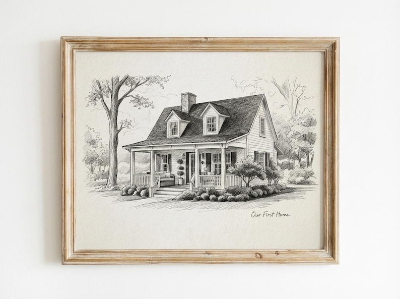 Custom House Portrait From Photo, Digital Home Sketch Art,personalized ...