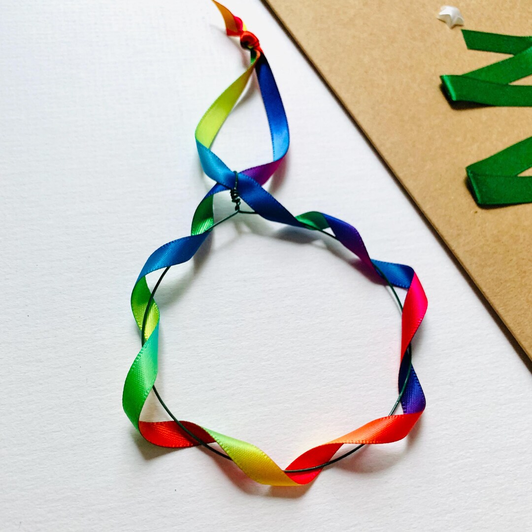 Wire Christmas Bauble Rainbow Ribbon Bauble Christmas Tag - Etsy