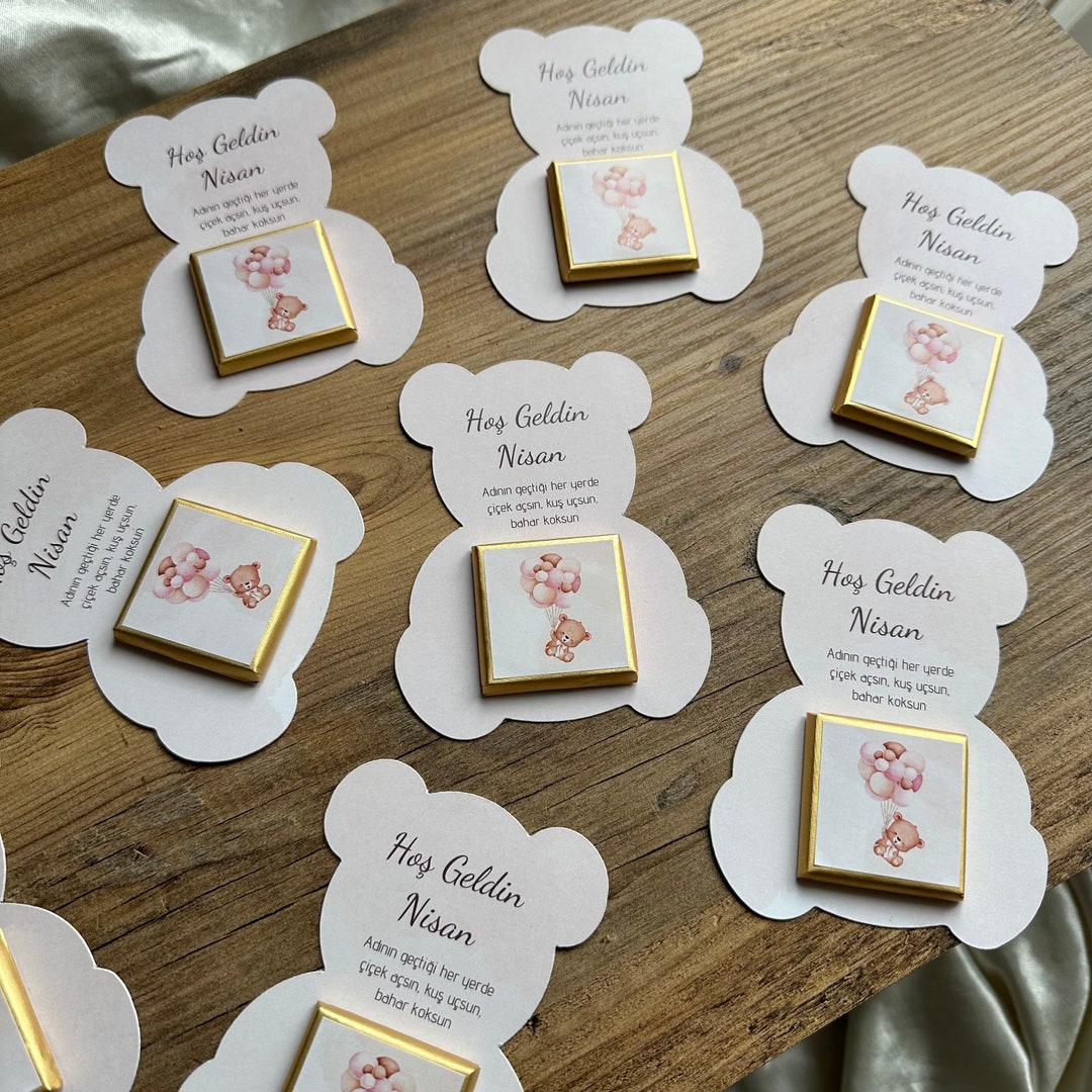 Baby Birthday Party Favor, Thank You Card With Chocolate, Baptism ...
