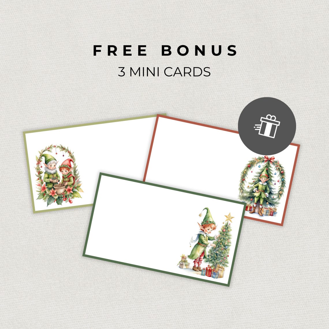 Busy Elf Printable Note Cards Set, Instant Download Christmas ...