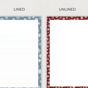 Snowflake Border Letter Writing Set, Printable Stationery, Lined ...