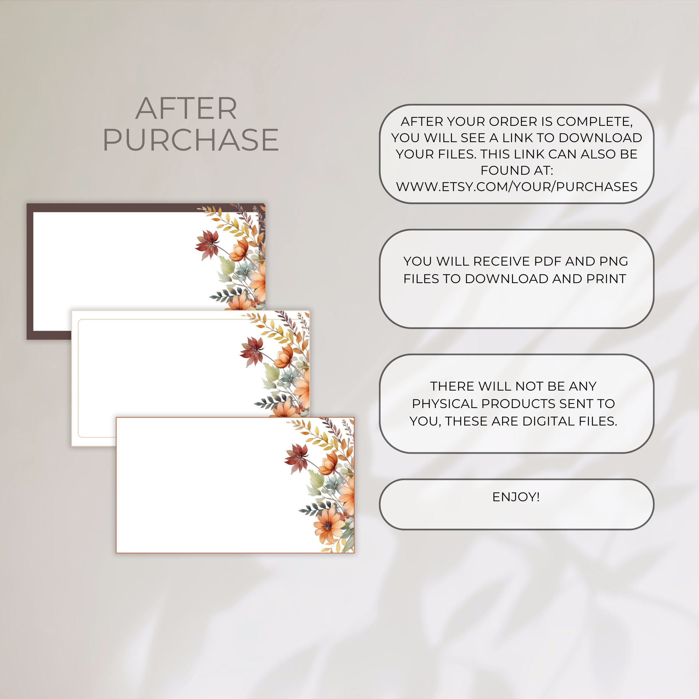 Printable Thank You Cards, Blank Mini Note Cards, Instant Download Gift ...