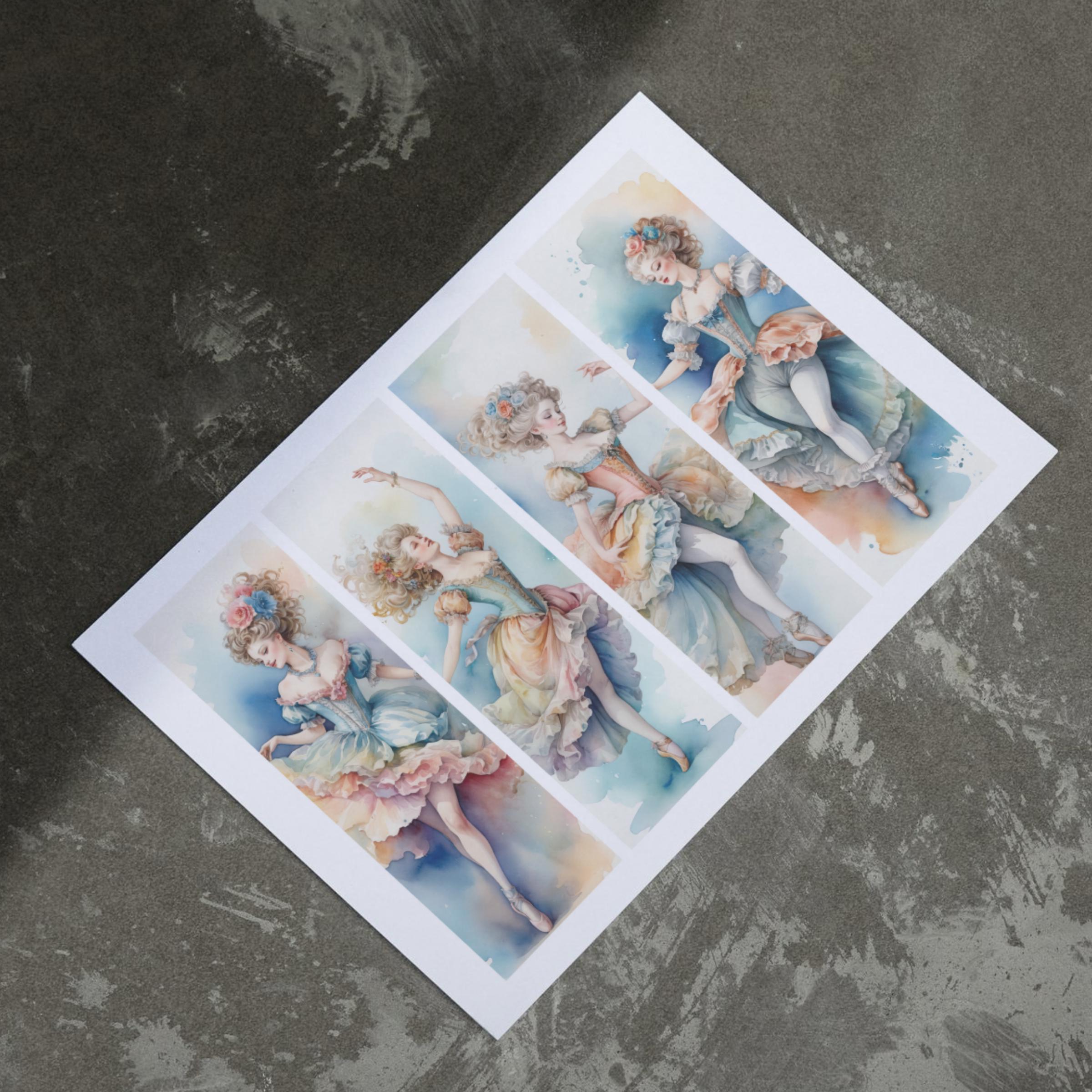 Rococo Dancer Printable Bookmarks, Instant Download Watercolor Book ...