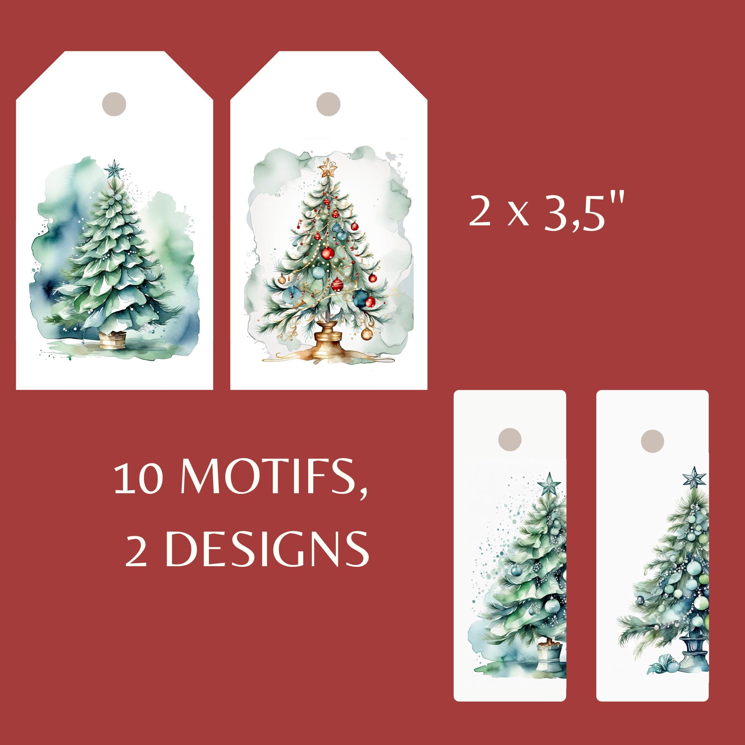 Christmas Tree Hang Tags Printable Labels, Gift Wrapping Supply, Xmas ...