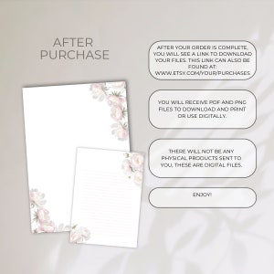 Peony Snail Mail Printable Writing Paper, Lined Stationery Paper, Pen ...