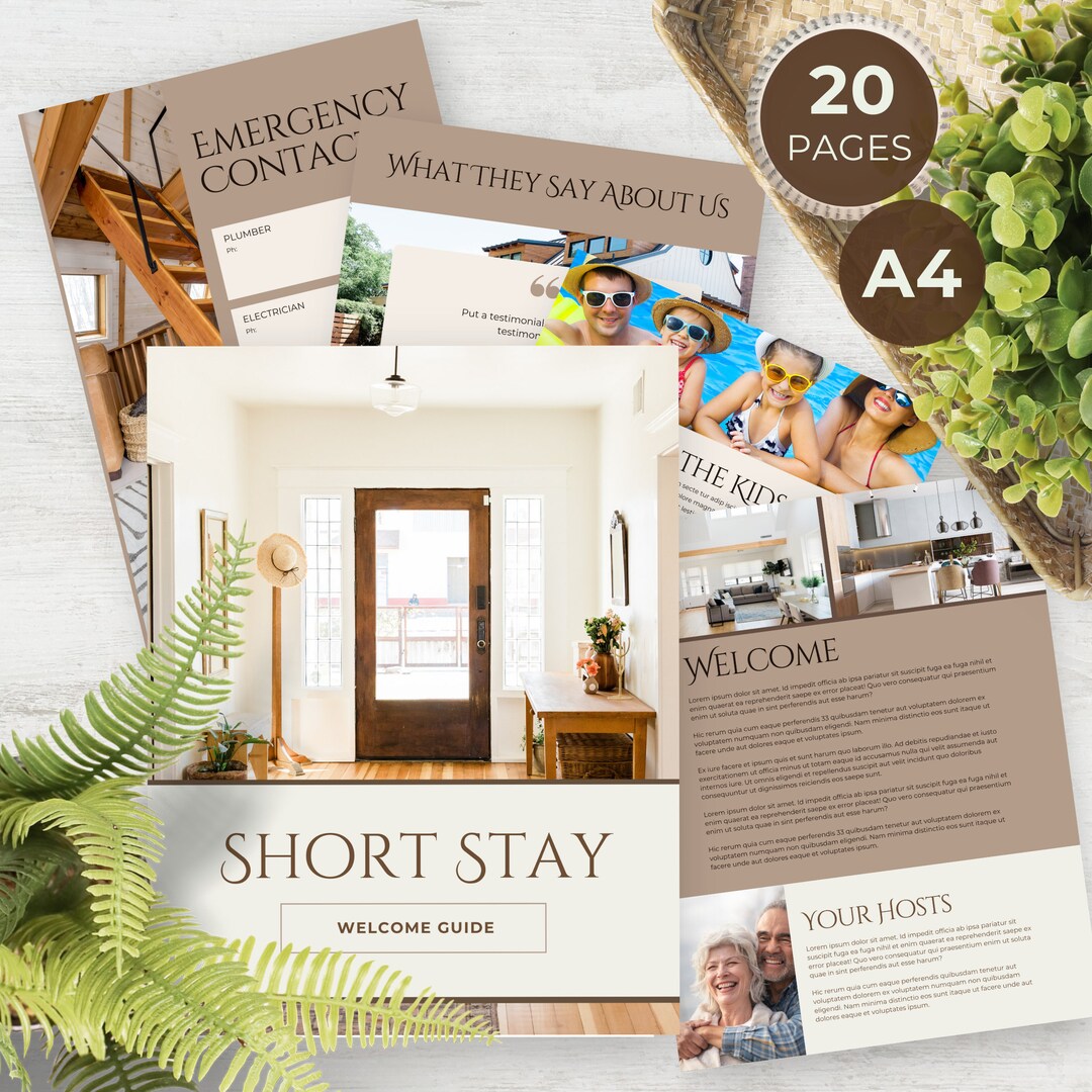 Vacation Rental Property Welcome Guide, Canva Guest Book Template ...