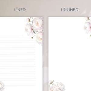 Peony Snail Mail Printable Writing Paper, Lined Stationery Paper, Pen ...