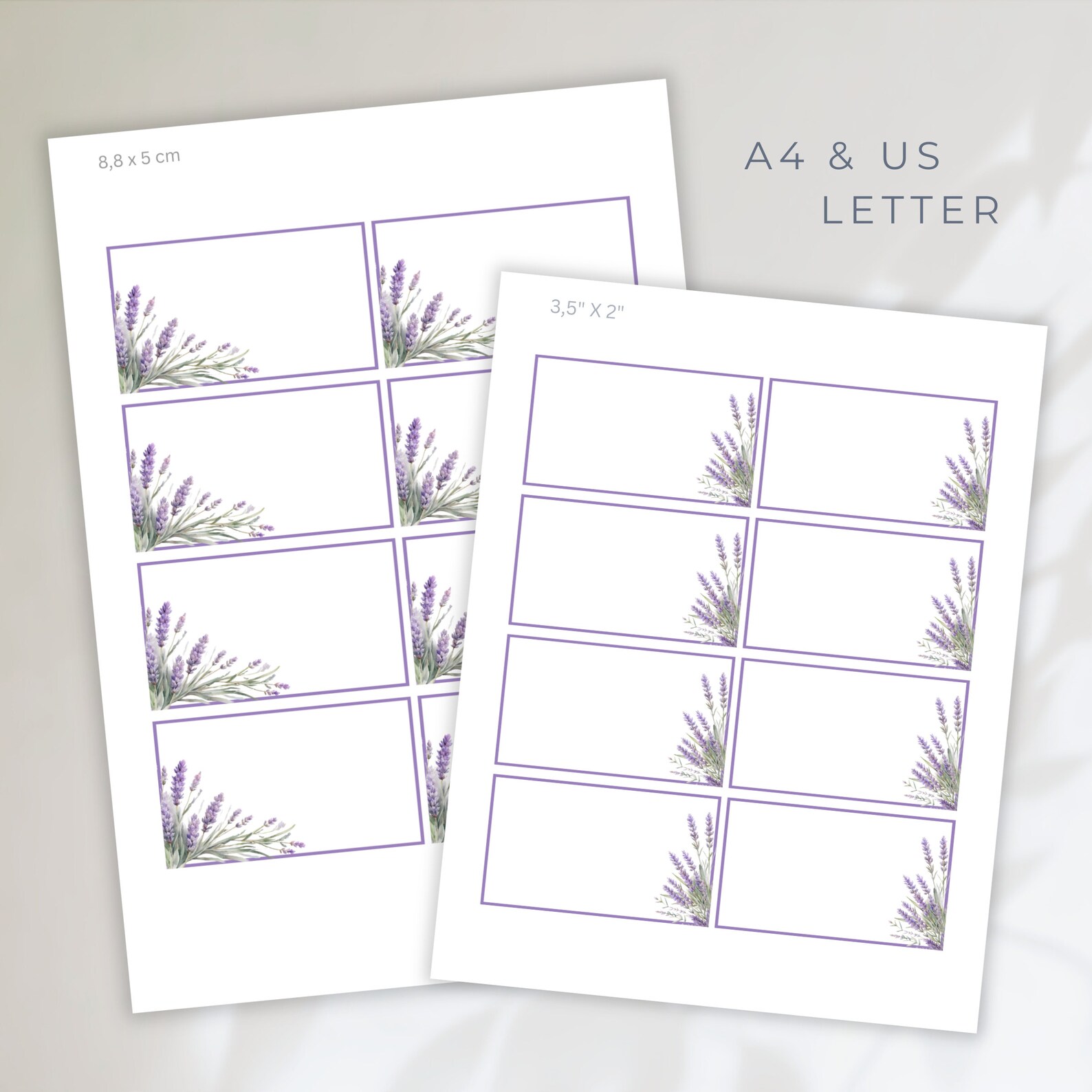 Printable Lavender Note Cards Set, Small Thank You Cards Pack, Mini ...