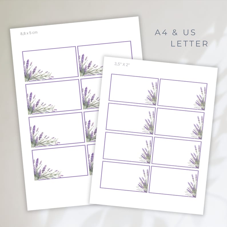 Printable Lavender Note Cards Set, Small Thank You Cards Pack, Mini ...