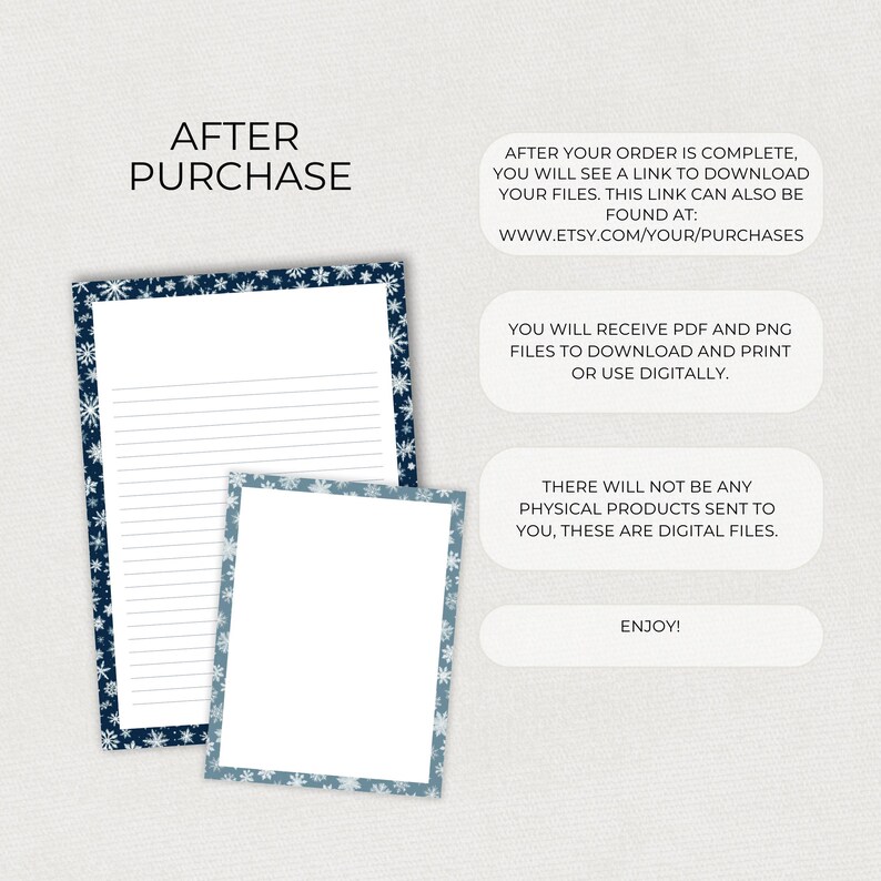 Snowflake Border Letter Writing Set, Printable Stationery, Lined ...