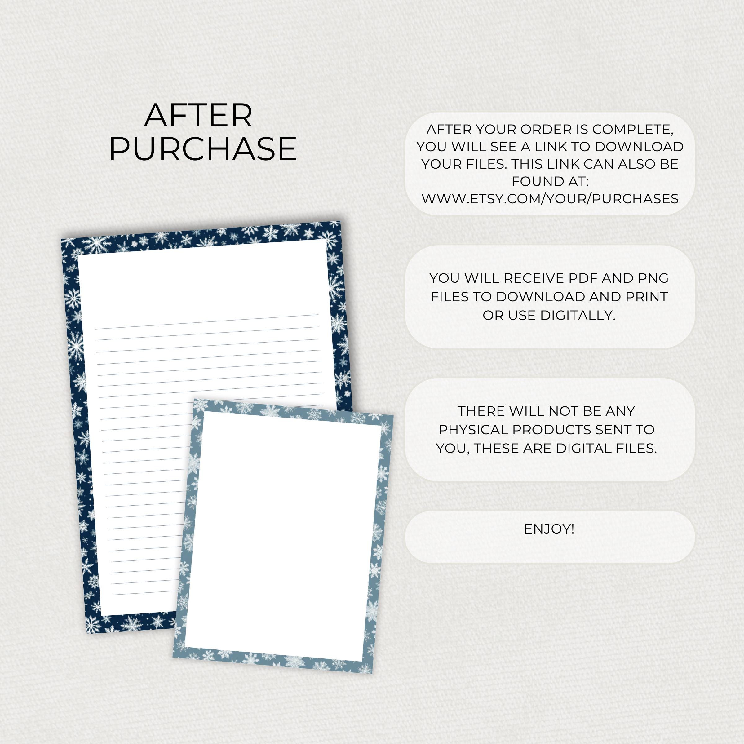 Snowflake Border Letter Writing Set, Printable Stationery, Lined ...
